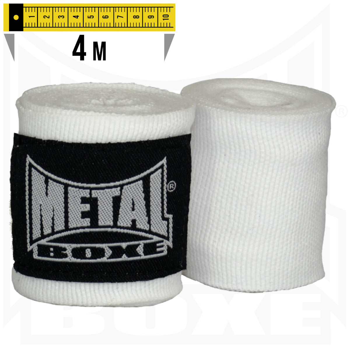 Bandages de Boxe Metal Boxe – Blanc – 4 m – Dragon Bleu
