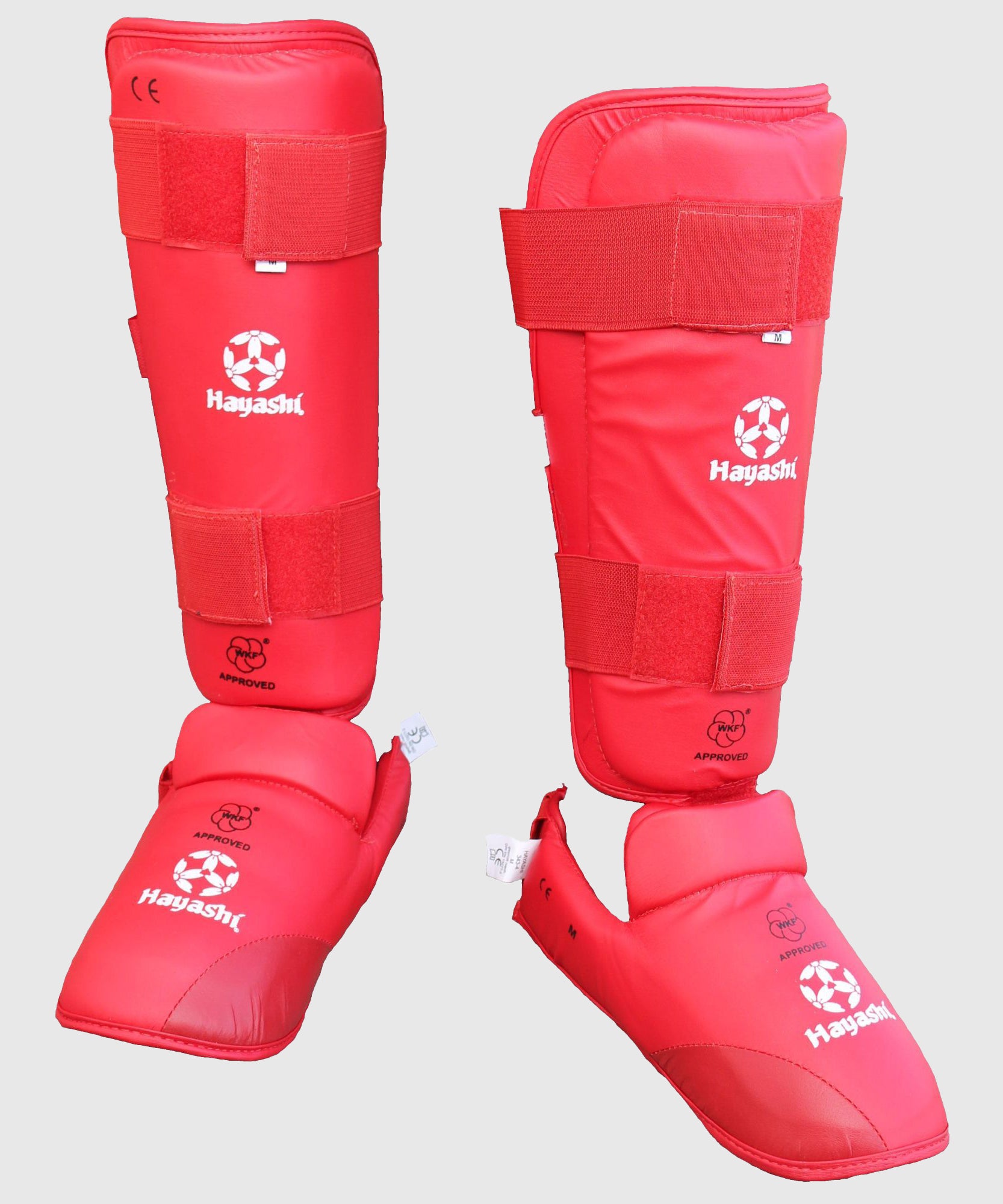 Hayashi WKF Approved Karate Shin and Foot Guards – Red – Dragon Bleu