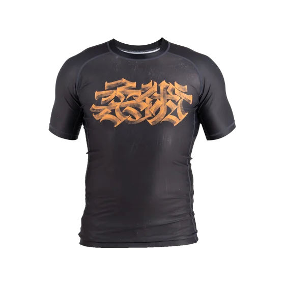 Rashguard Scramble Hanzi Gold - Noir – Dragon Bleu